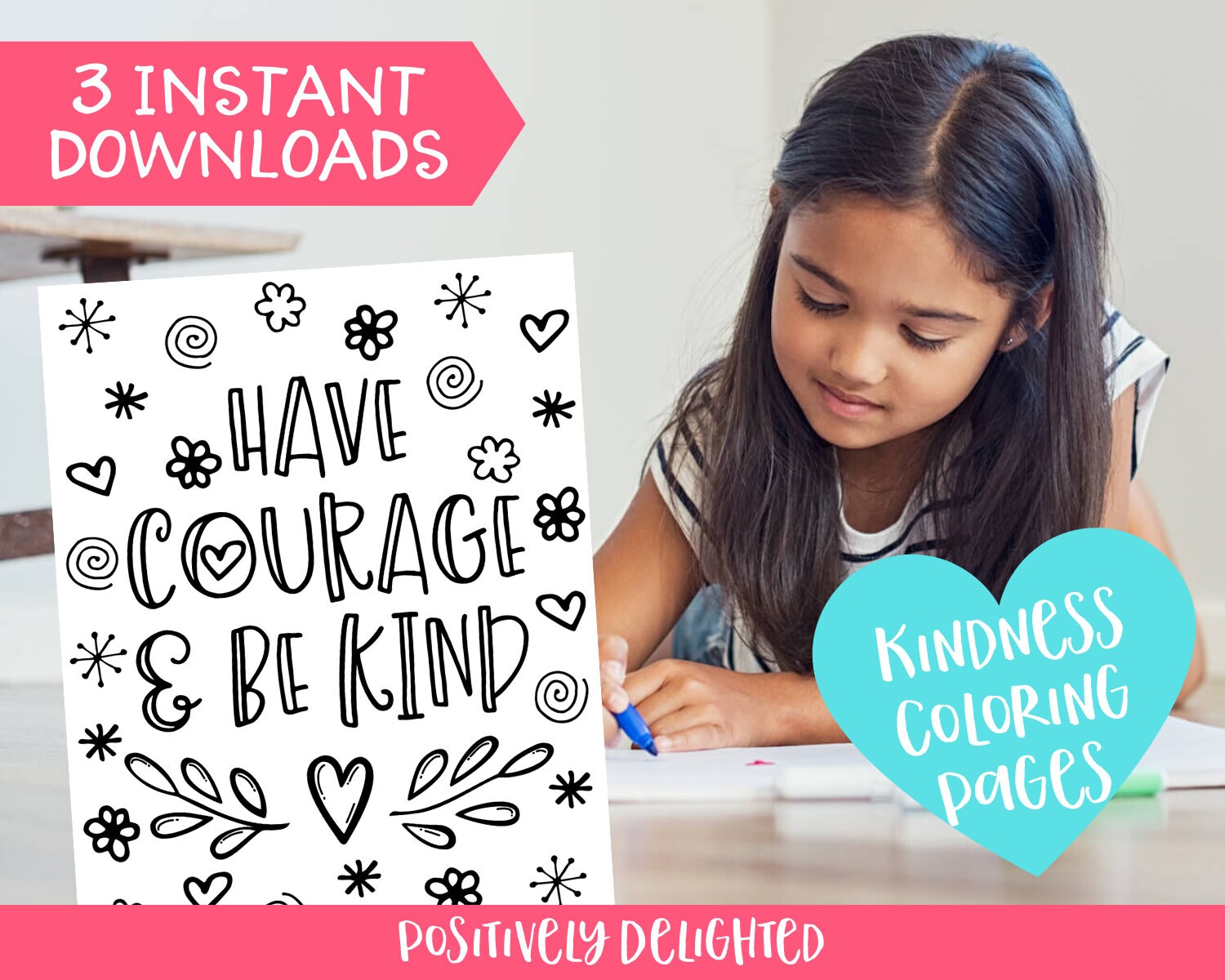 Kindness Coloring Pages Printable Positive Affirmation Inspirational ...