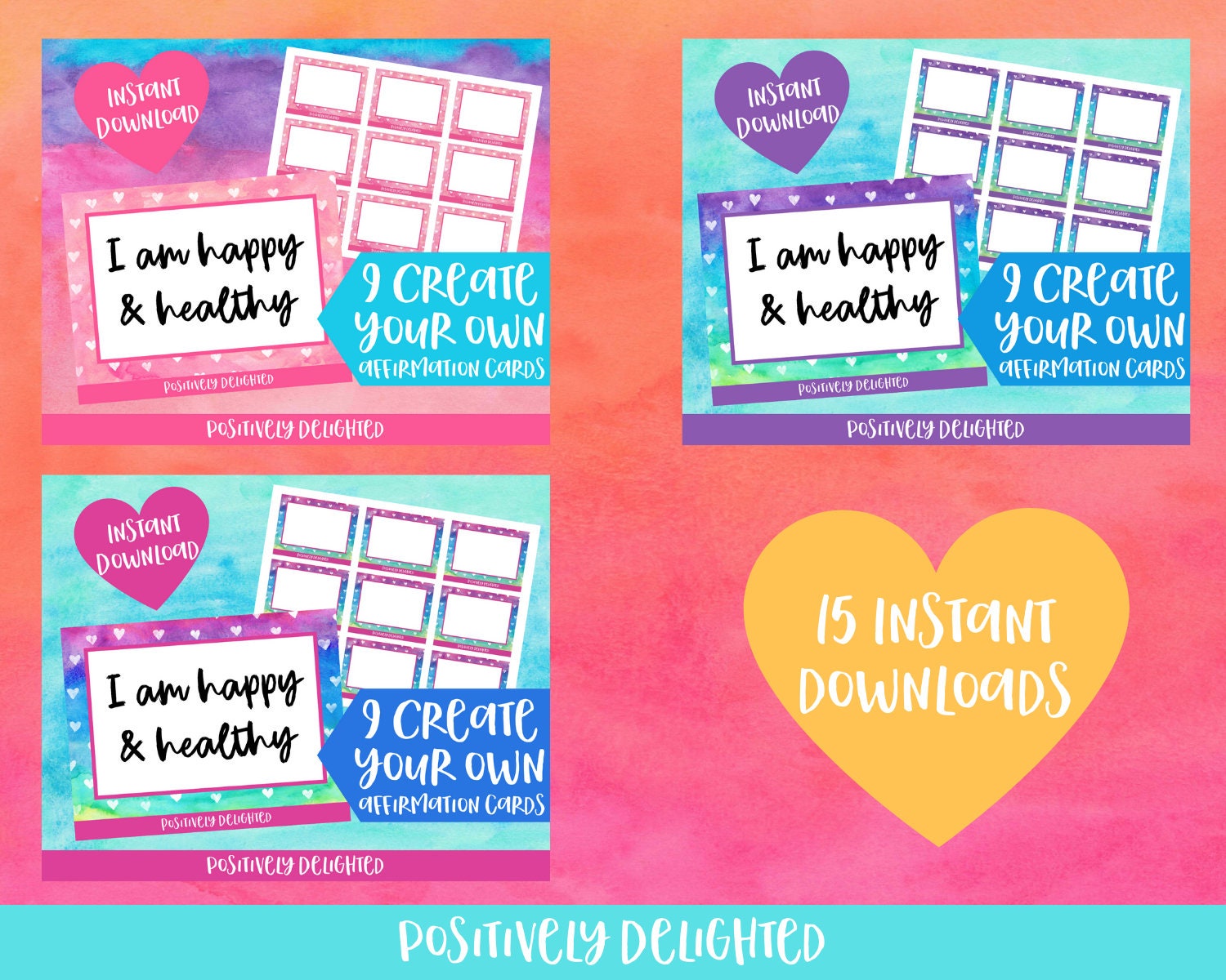 Diy Affirmation Cards Mega Bundle Vision Board Printable Law Of