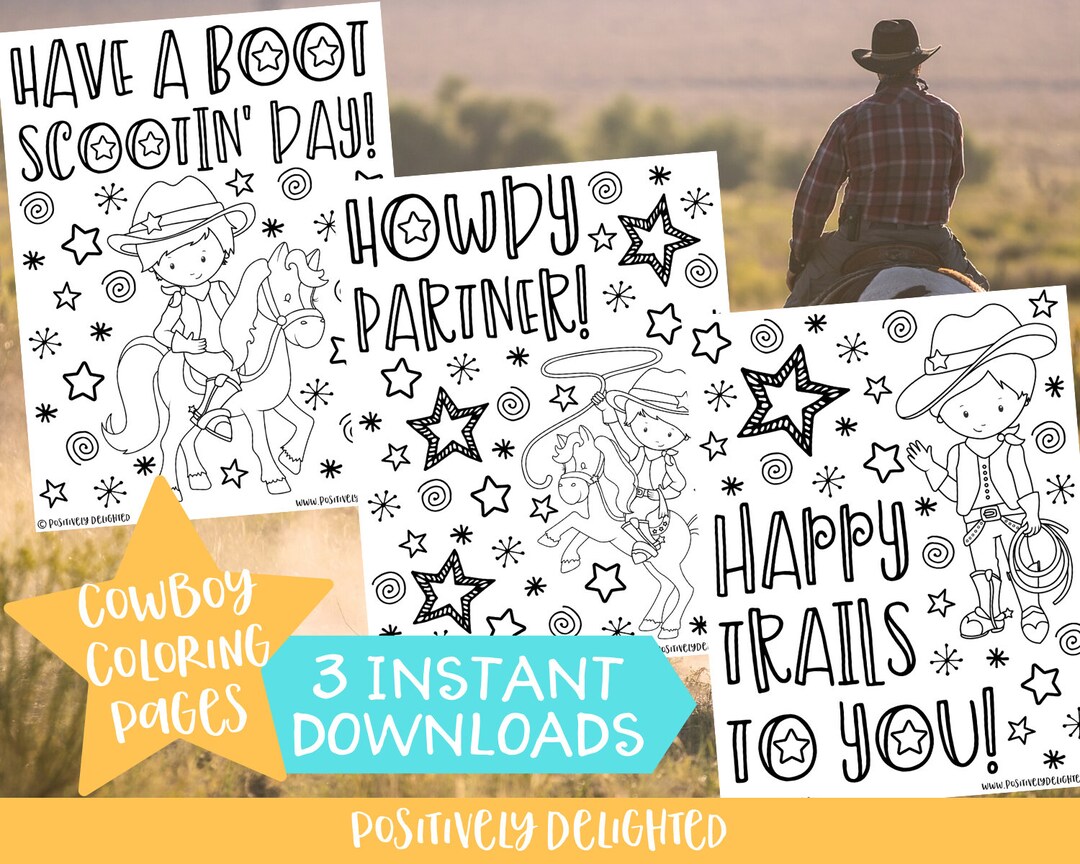 Cowboy Coloring Pages | Cowboy Birthday | Cowboy Party Favor | Cowboy ...