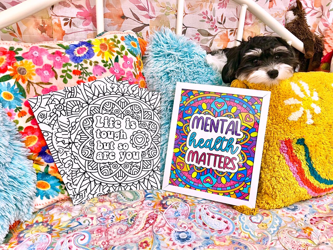 Printable Mental Health Coloring Art Prints - Set of 5 | 8x10 Mental ...