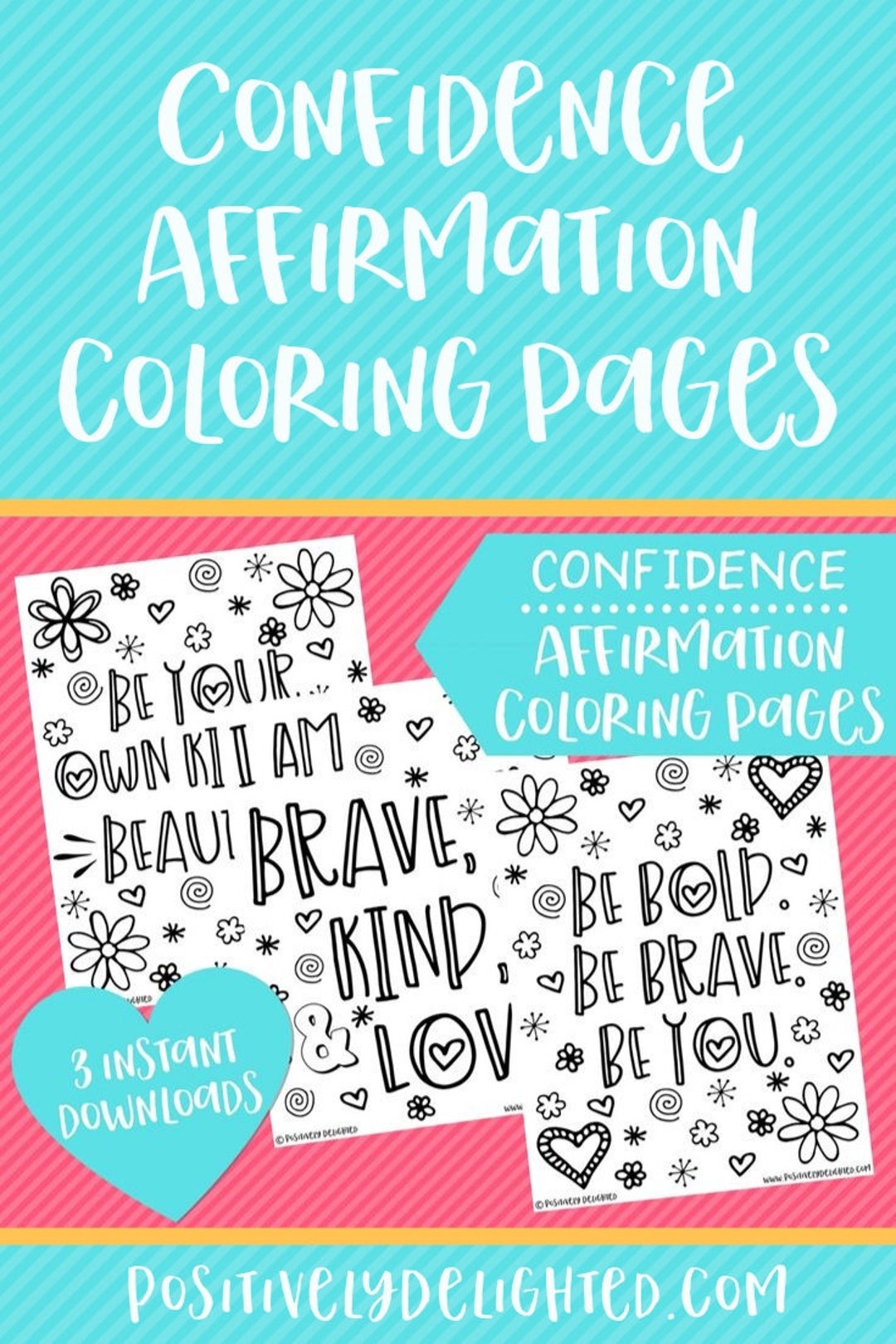 Hojas para colorear de afirmación de confianza y positividad / Páginas ...