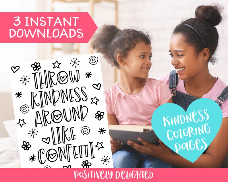 Kindness Coloring Pages Printable Positive Affirmation Inspirational ...
