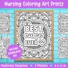 Printable Nursing Coloring Art Print Set of 5 8x10 Nurse Appreciation ...