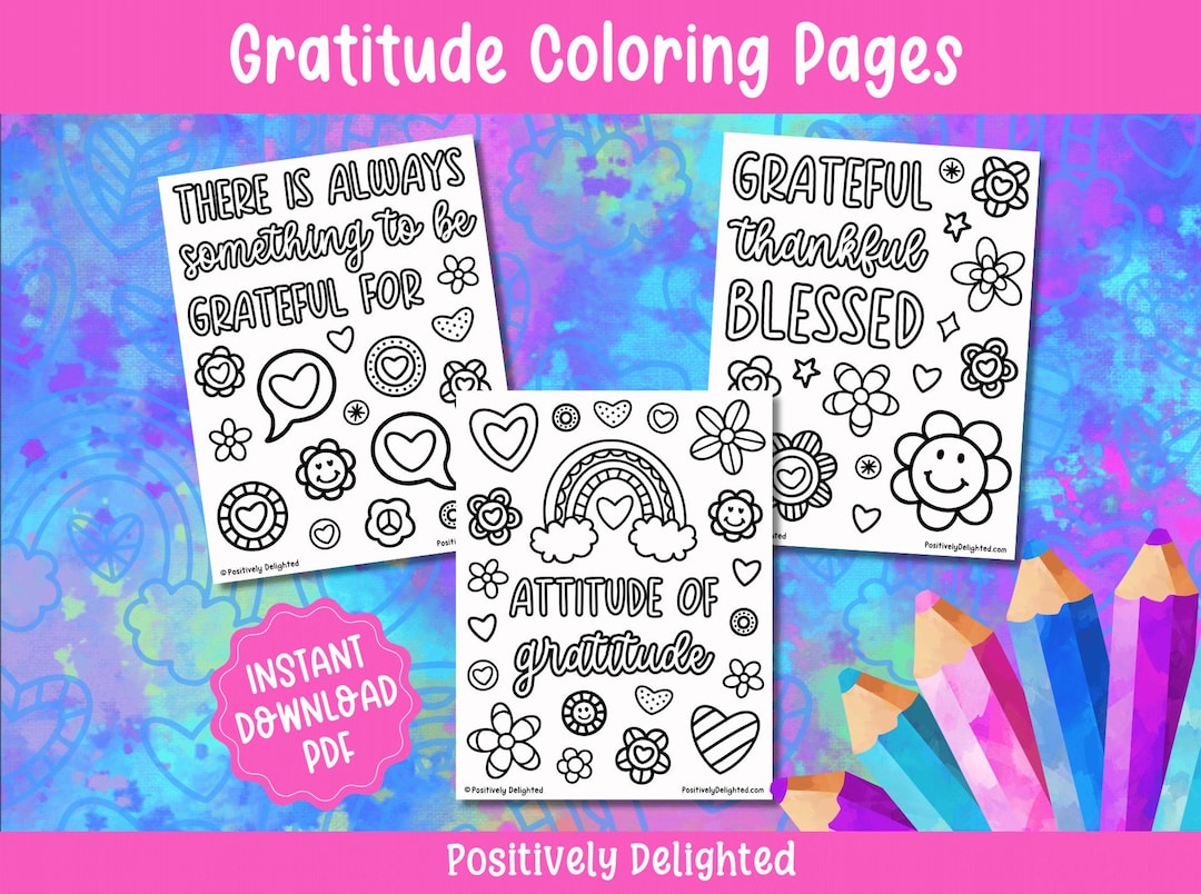 Gratitude Coloring Pages Printable | Gratitude Journal Activity Craft ...