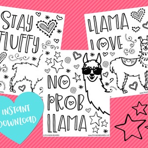 Llama Coloring Pages | Llama Birthday | Llama Party | Printable ...