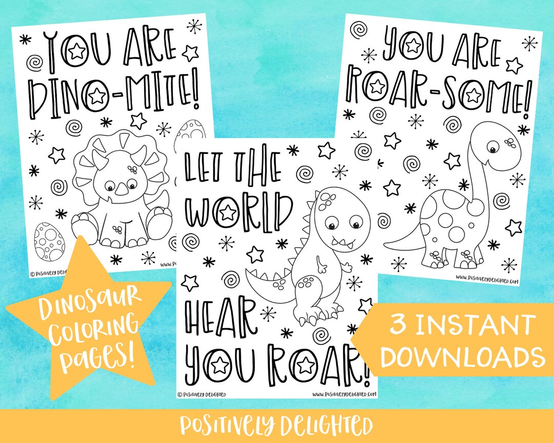 Dinosaur Coloring Pages | Dinosaur Birthday | Dino Party Favor ...