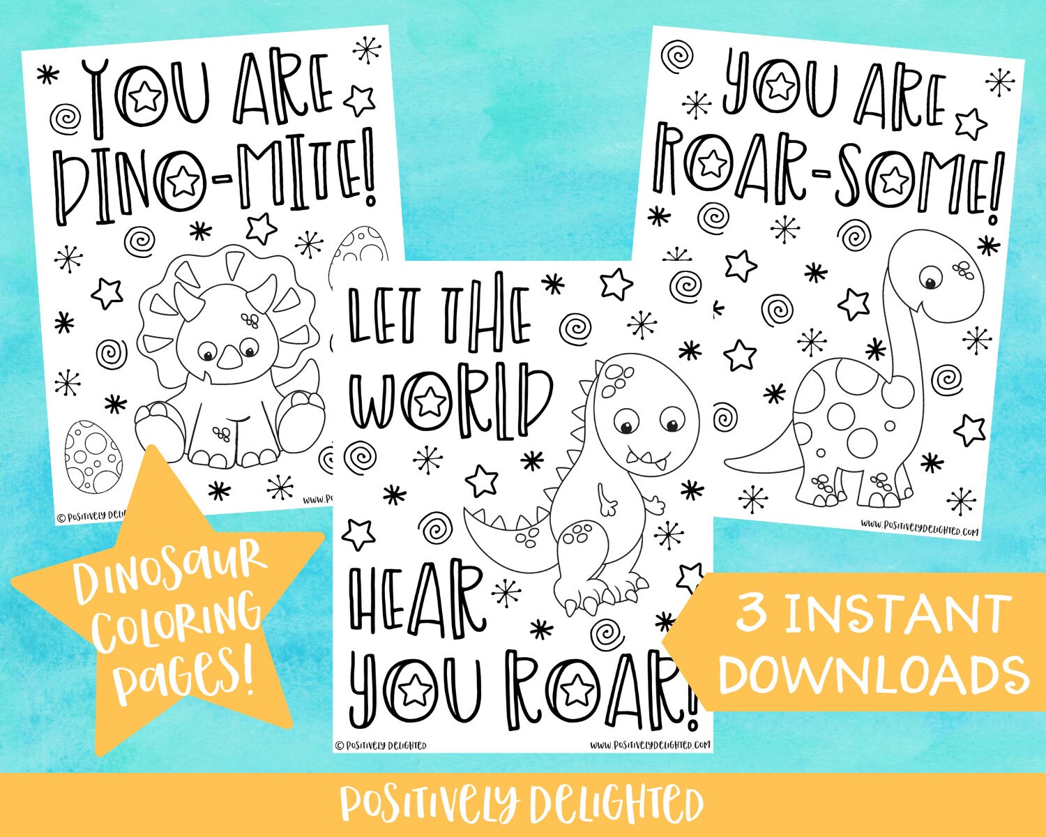 Dinosaur Coloring Pages Dinosaur Birthday Dino Party Favor Dinosaur ...