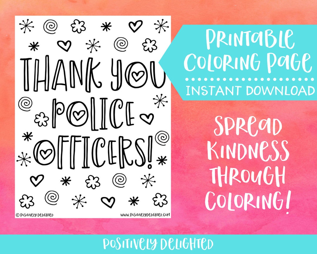 Thank You Police Officers Coloring Page Law Enforcement - Etsy Denmark