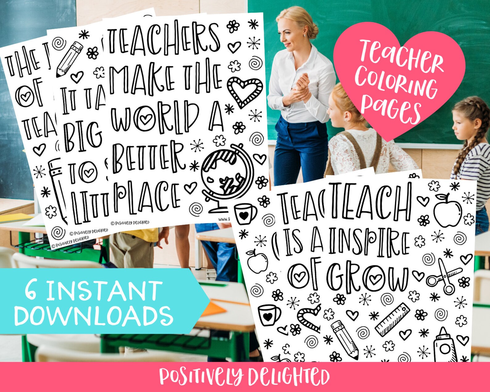Teacher Coloring Pages Teacher Gift Teacher Appreciation - Etsy