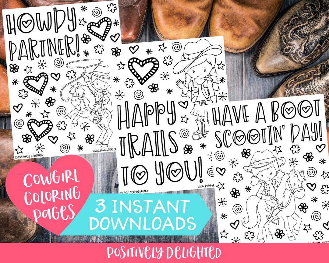 Cowgirl Coloring Pages | Cowgirl Birthday Party Favor | Cowgirl ...