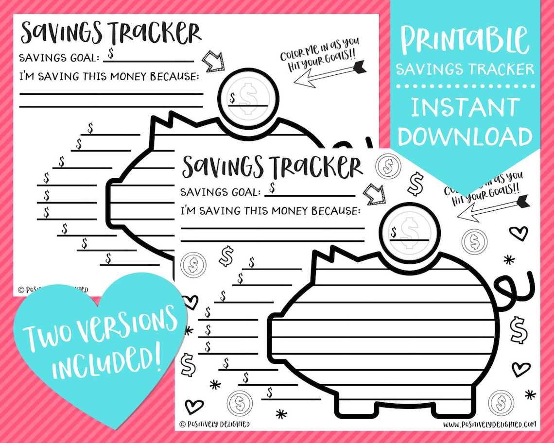 Savings Tracker Printable Savings Challenge Savings Chart Savings ...