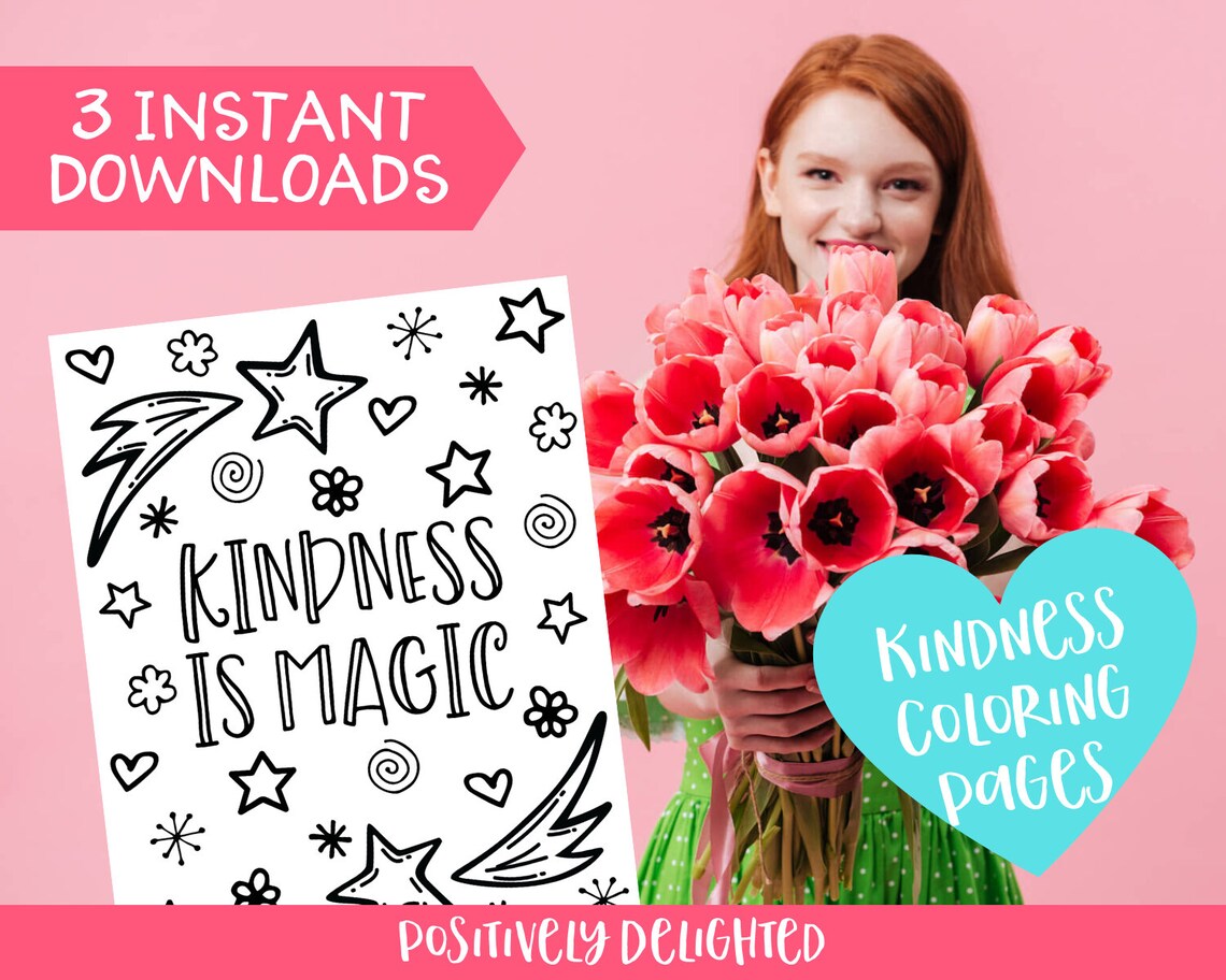Kindness Coloring Pages Printable Positive Affirmation | Etsy