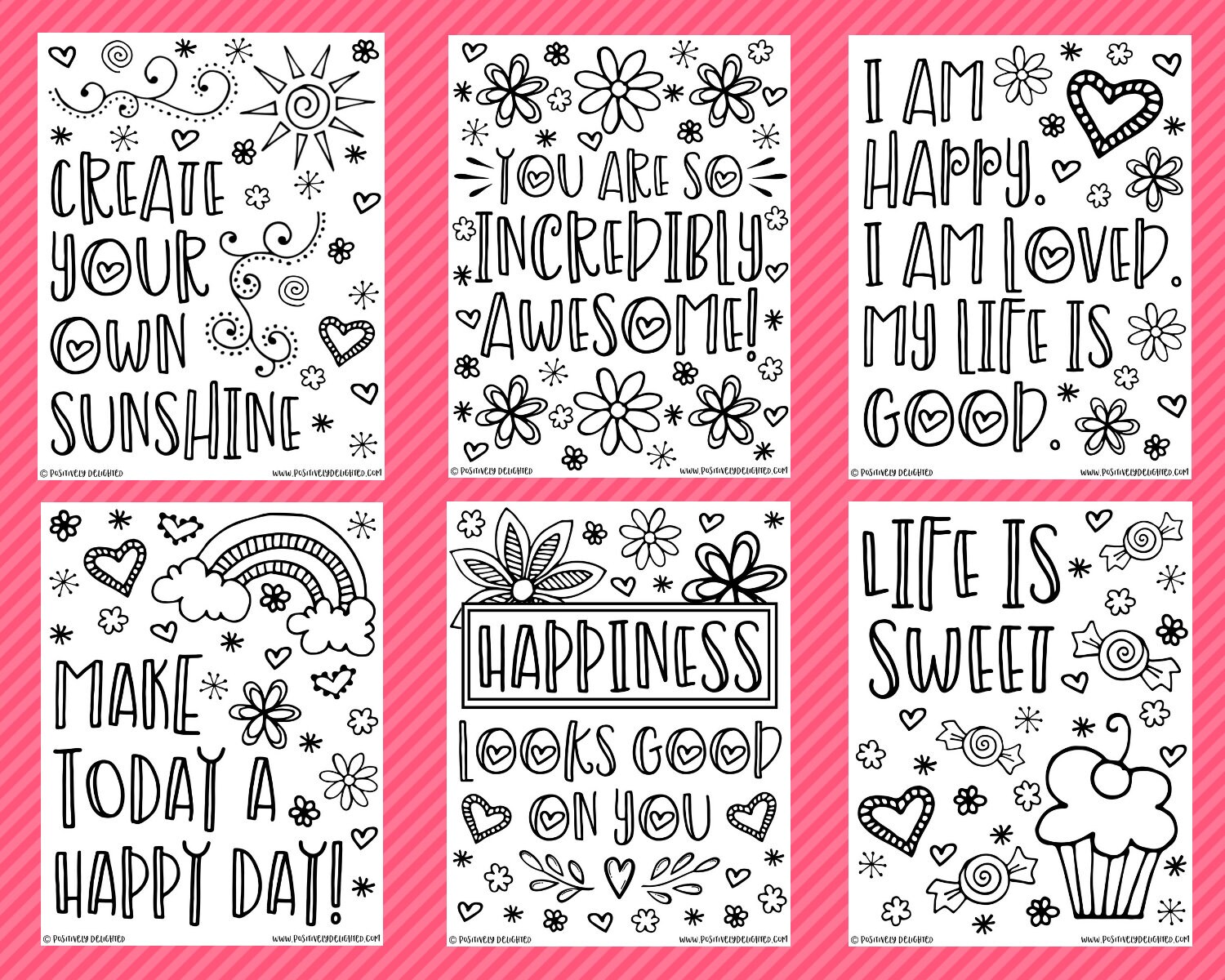 Confidence & Happiness Positive Affirmation Coloring Pages | Printable ...