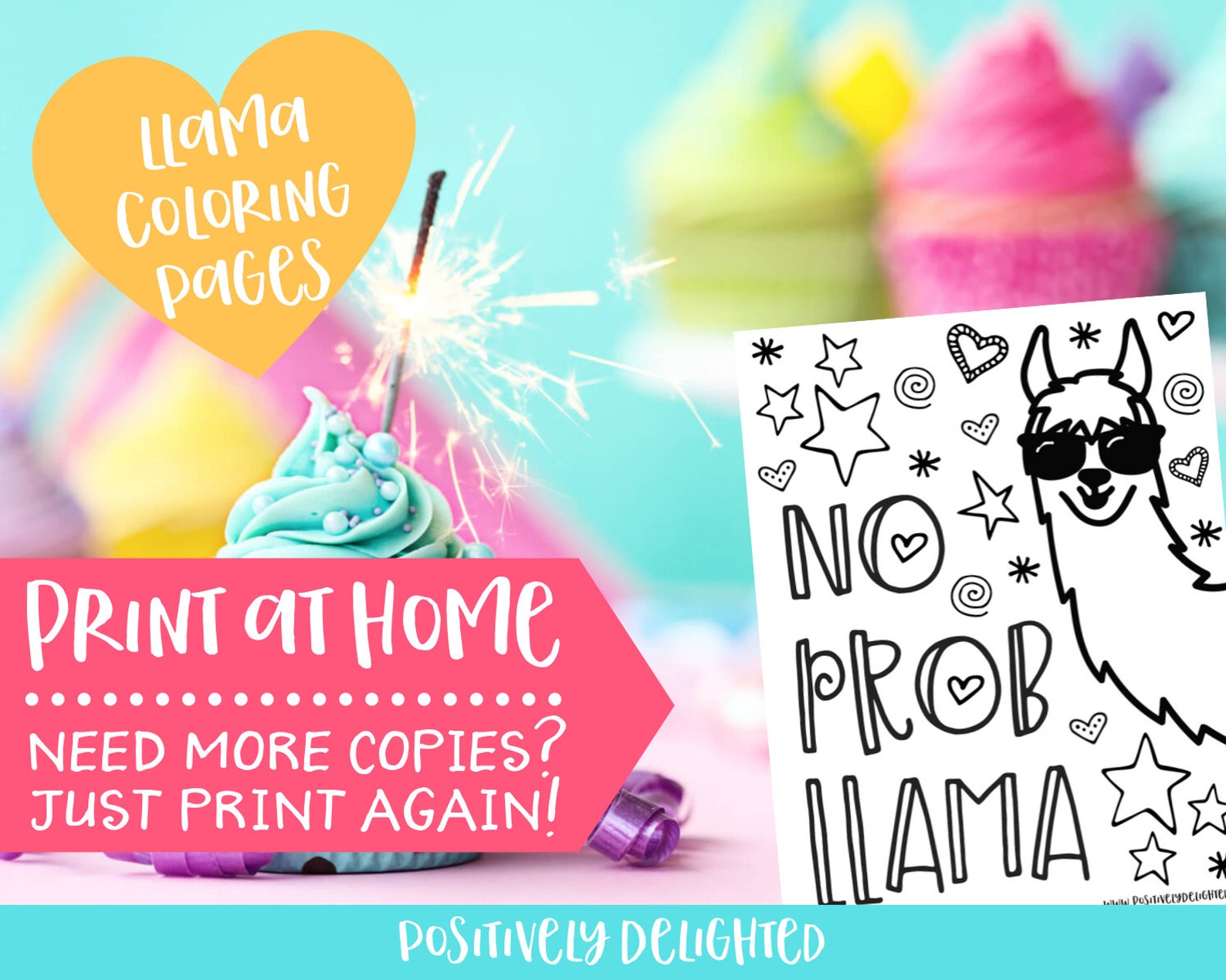 Llama Coloring Pages | Llama Birthday | Llama Party | Printable ...