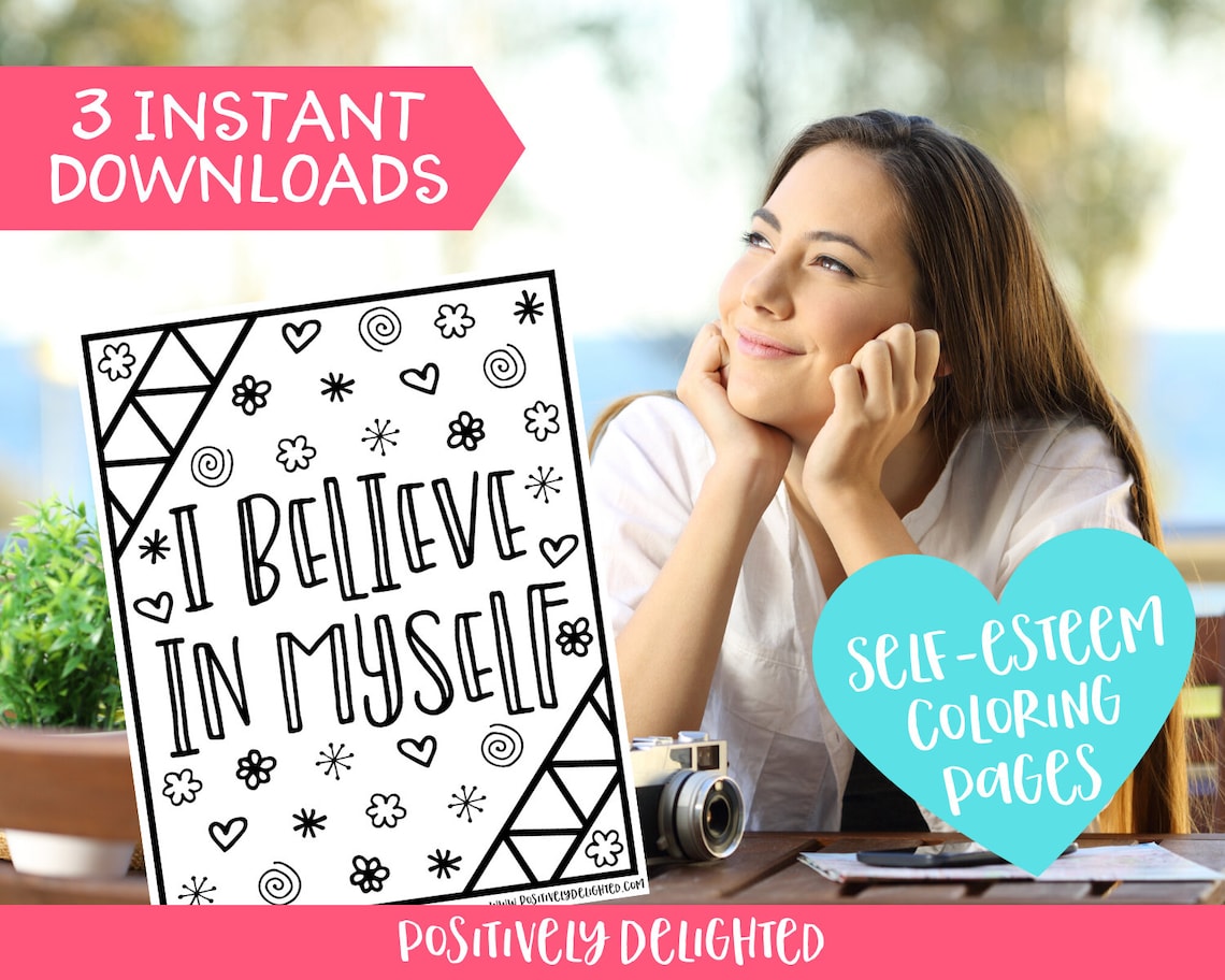 Self-esteem Coloring Pages Printable Self-love Positive Affirmation ...