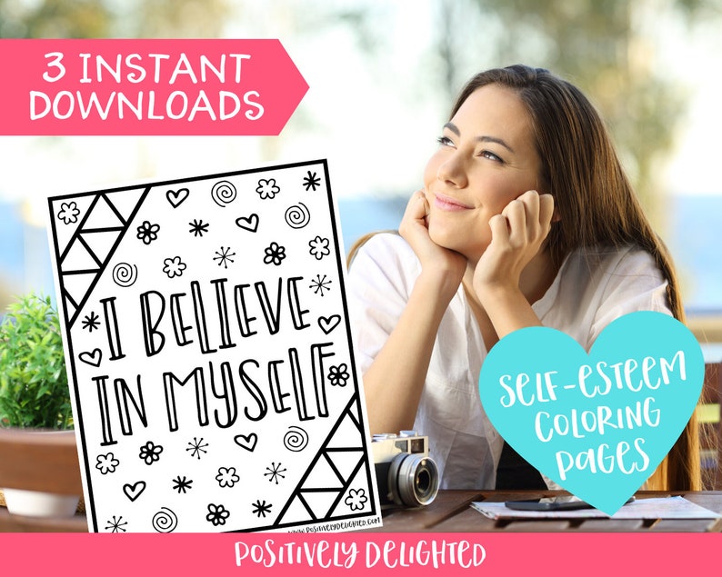 Self-esteem Coloring Pages Printable | Self-love | Positive Affirmation ...