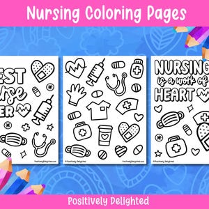 Nursing Coloring Pages Printable | Cute Nurse Appreciation Gift | Thank ...