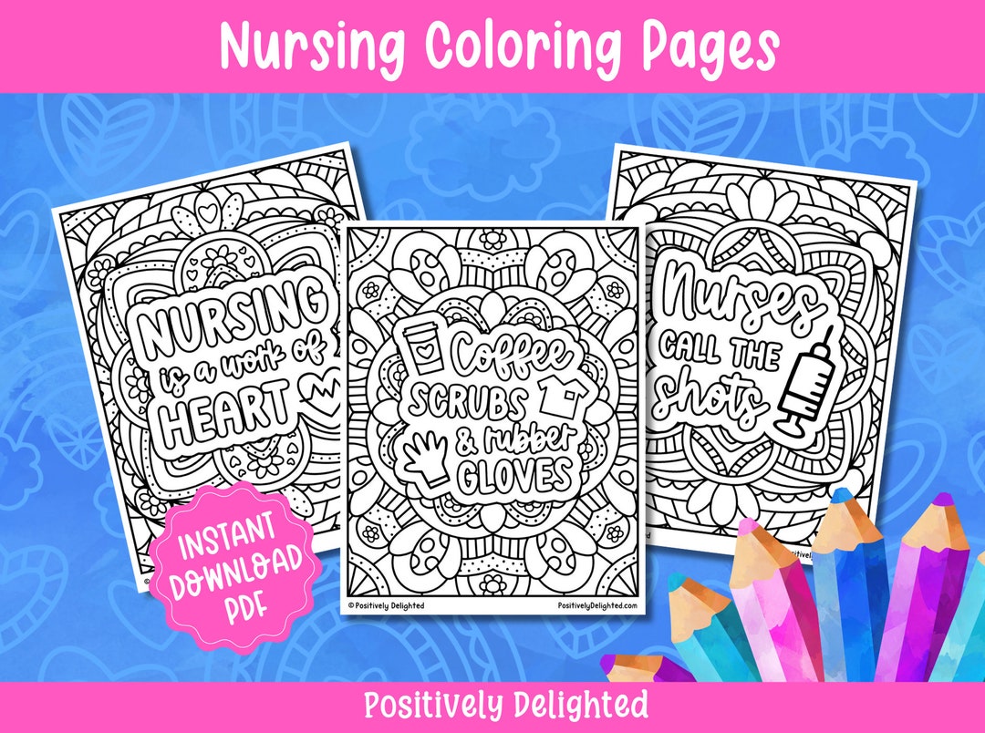 Nursing Coloring Pages Printable | Cute Nurse Appreciation Gift | Thank ...