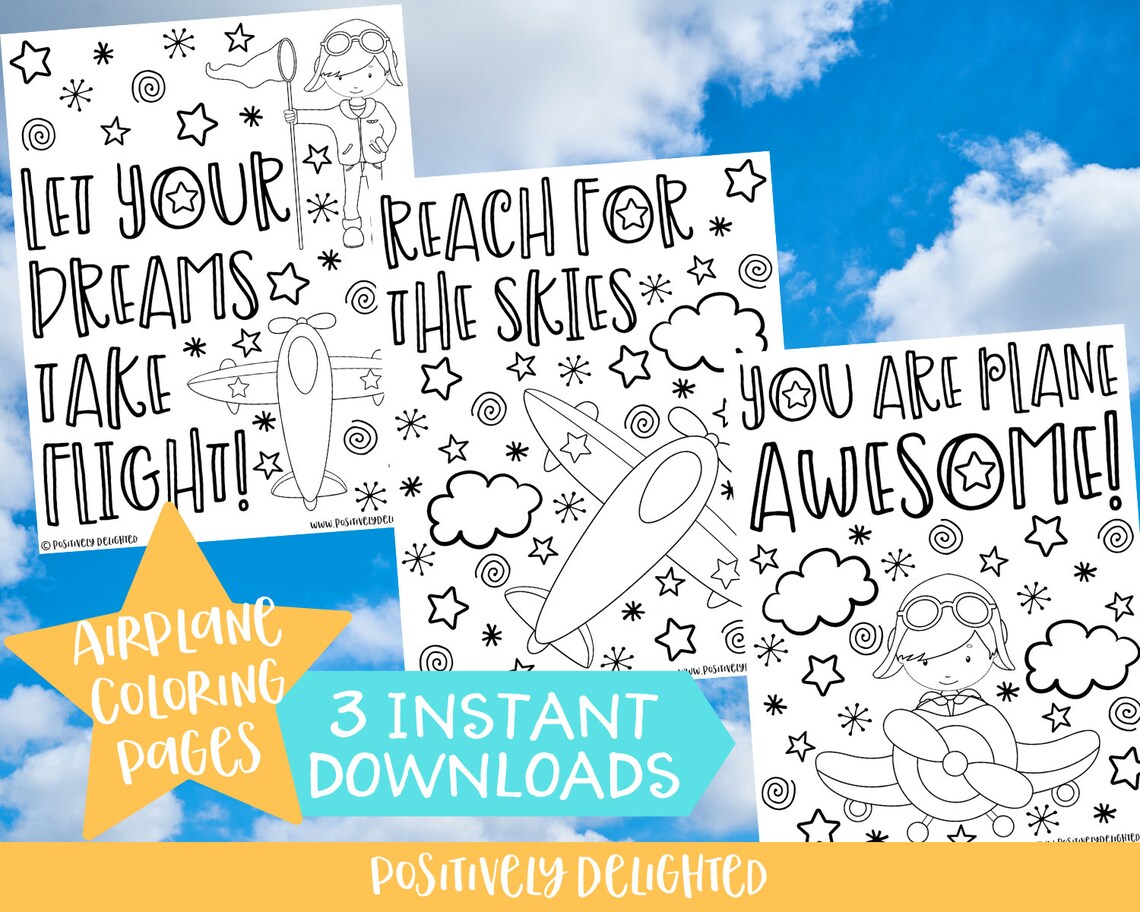 Pilot Airplane Coloring Pages | Airplane Birthday Party Favor ...