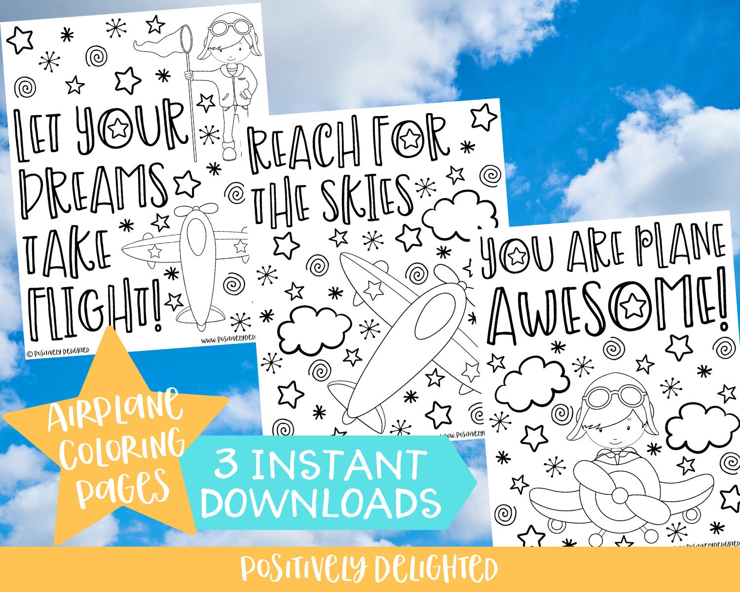 Pilot Airplane Coloring Pages | Airplane Birthday Party Favor ...