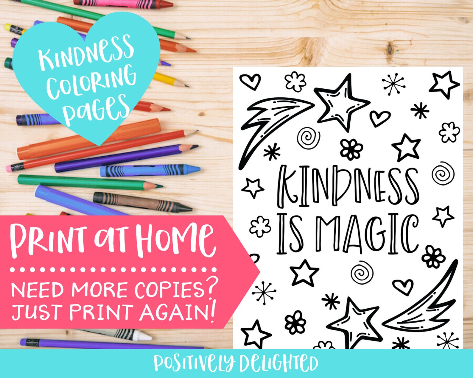 Kindness Coloring Pages Printable Positive Affirmation Inspirational ...