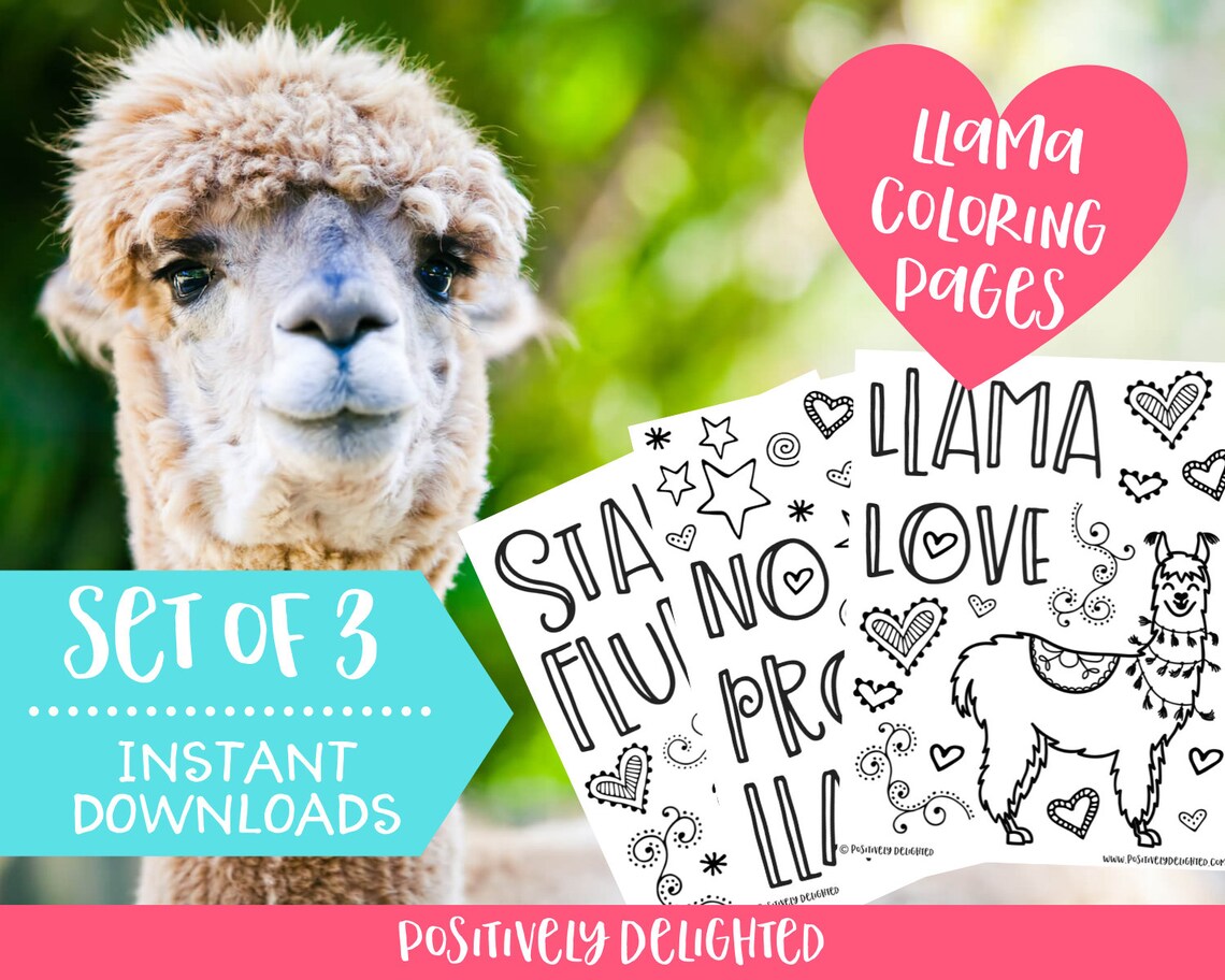 Llama Coloring Pages Llama Birthday Llama Party Printable Coloring ...