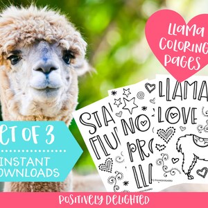 Llama Coloring Pages | Llama Birthday | Llama Party | Printable ...