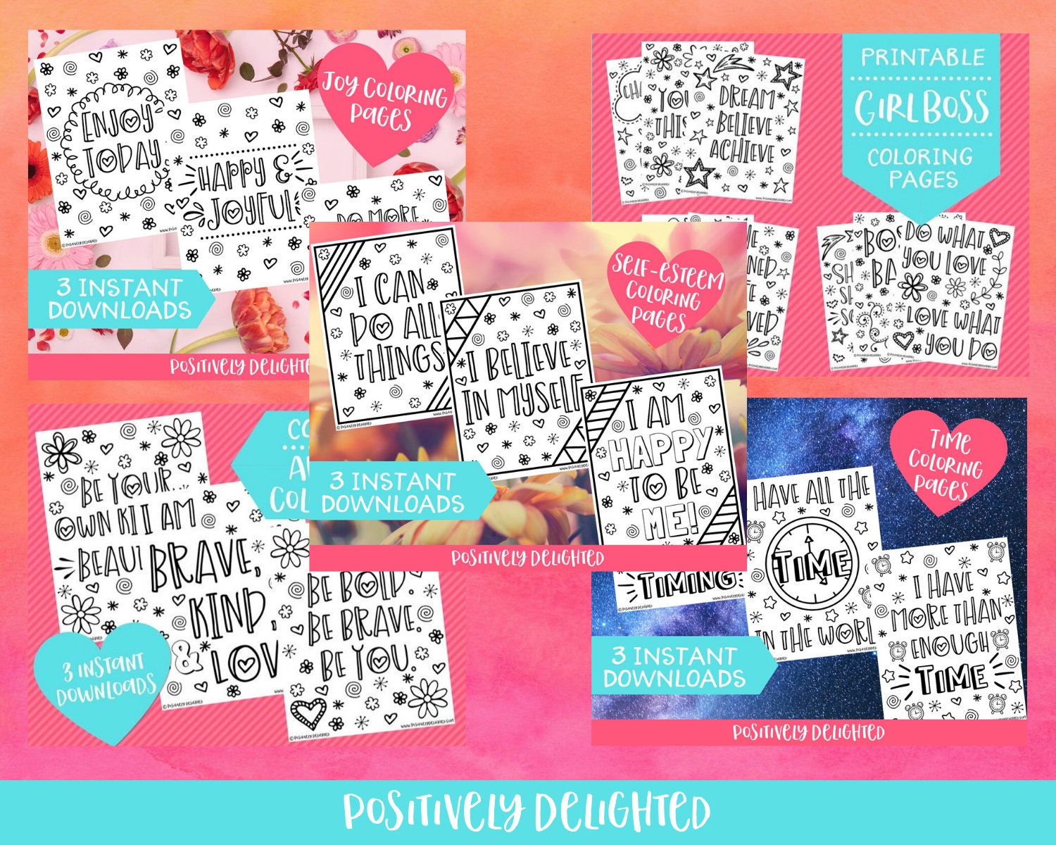 Mega Positivity Coloring Bundle Positive Affirmation - Etsy