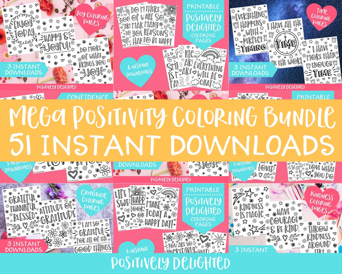 Mega Positivity Coloring Bundle Positive Affirmation - Etsy