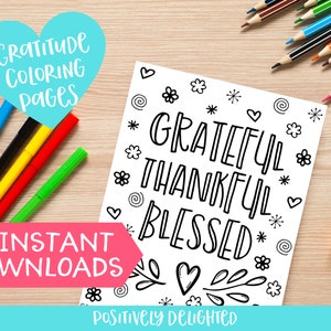 Gratitude Coloring Pages Printable Gratitude Journal Grateful Thankful ...