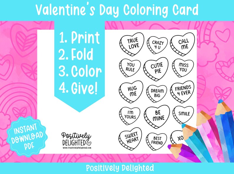 Tarjeta para colorear imprimible para el día de San Valentín ...