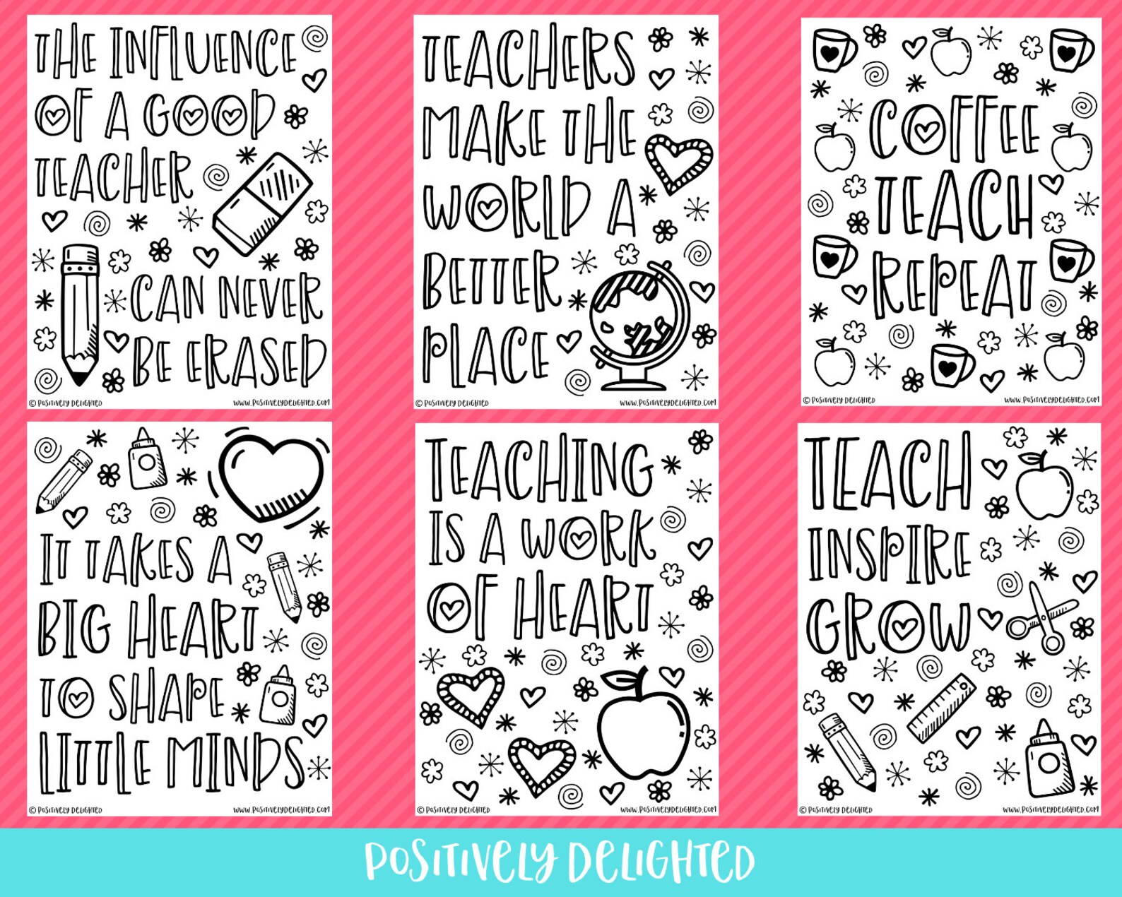 Teacher Coloring Pages Teacher Gift Teacher Appreciation - Etsy