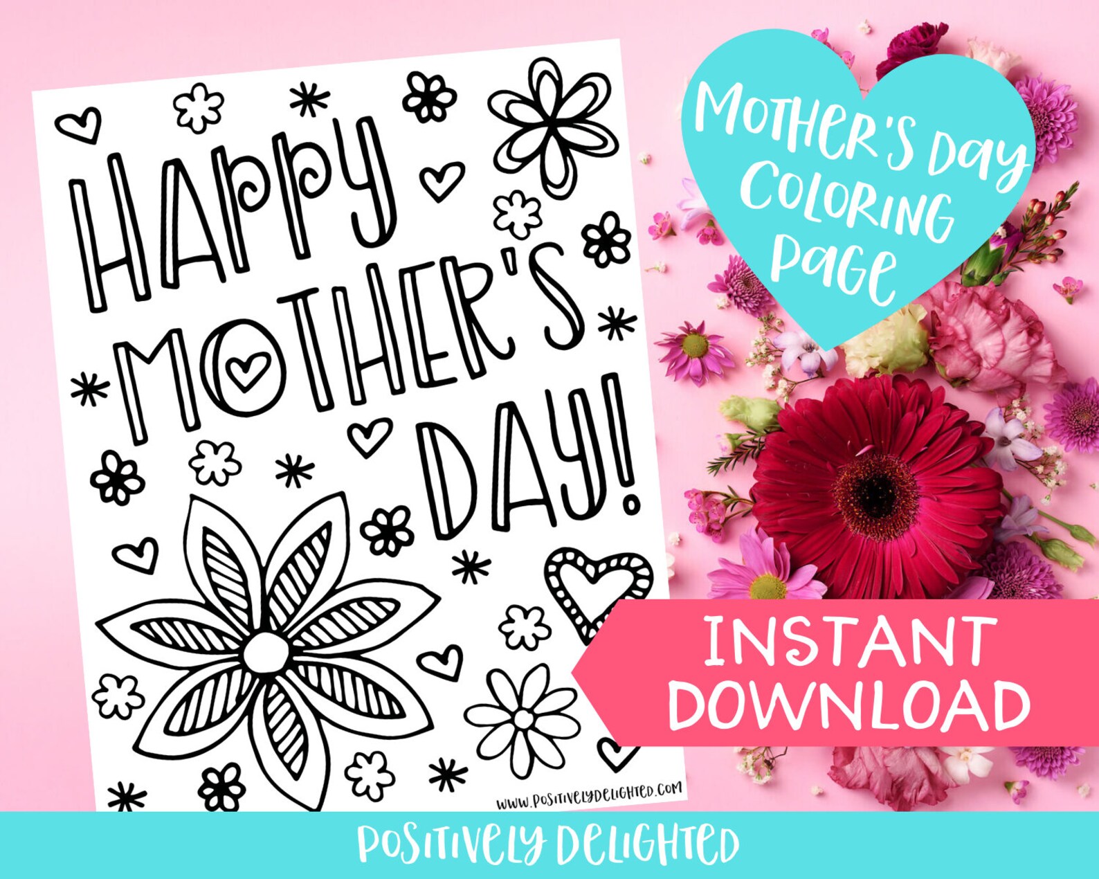 Mother's Day Coloring Page | Mother's Day Craft Printable | Mother's ...
