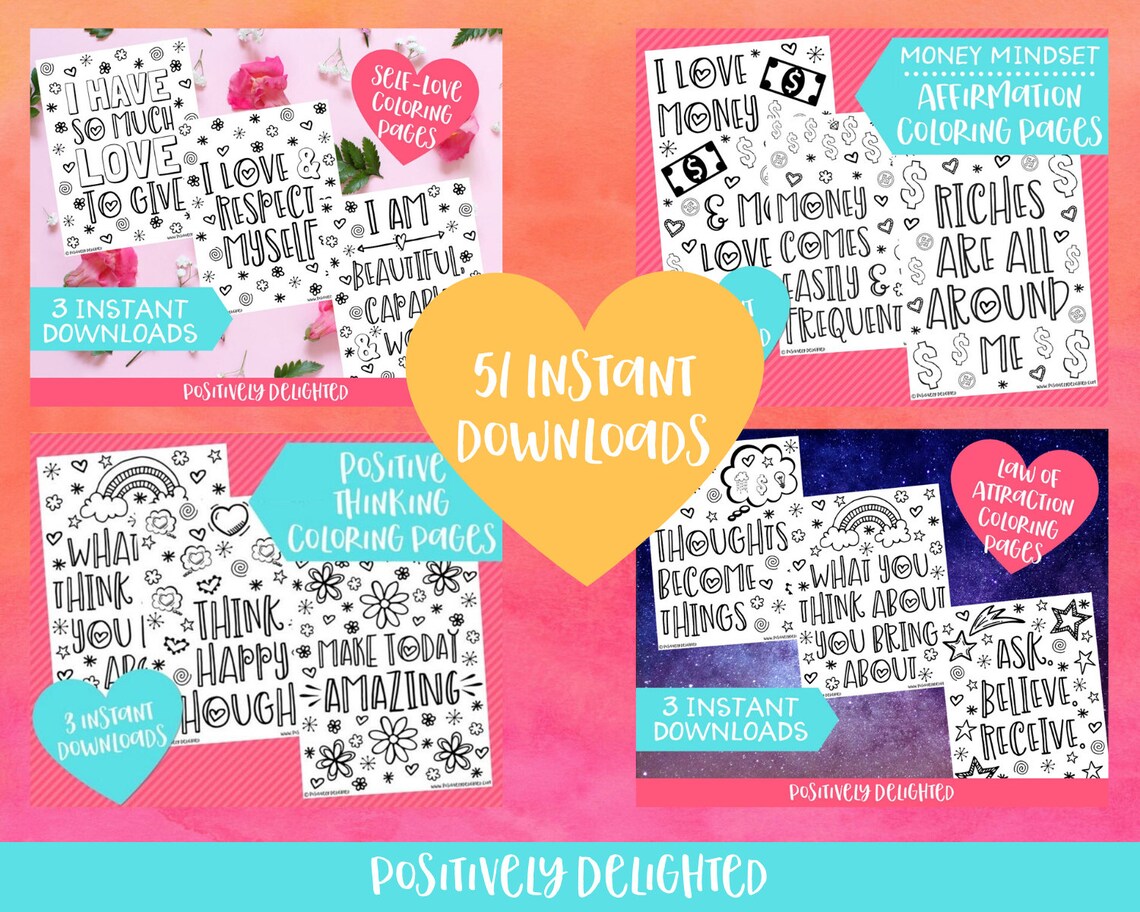 Mega Positivity Coloring Bundle Positive Affirmation - Etsy