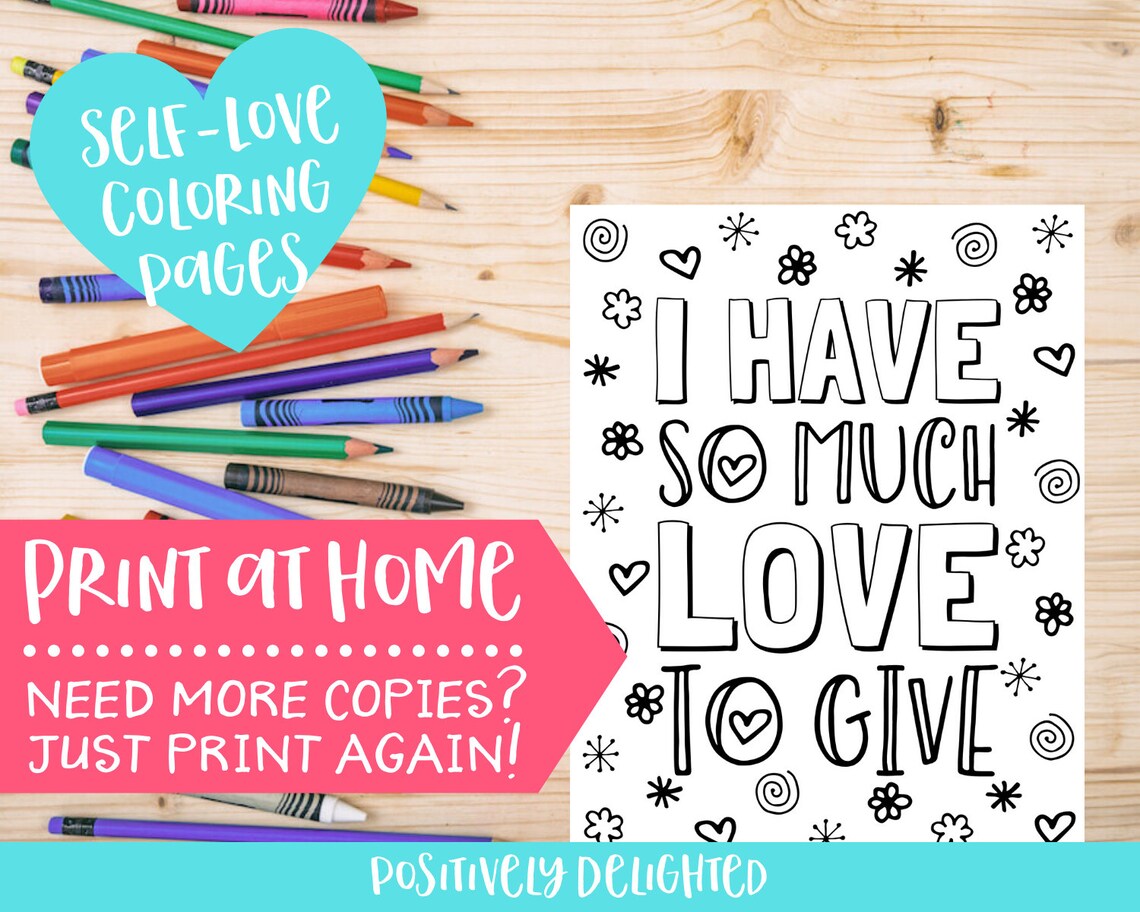 Self-love Coloring Pages Printable | Self-esteem | Positive Affirmation ...