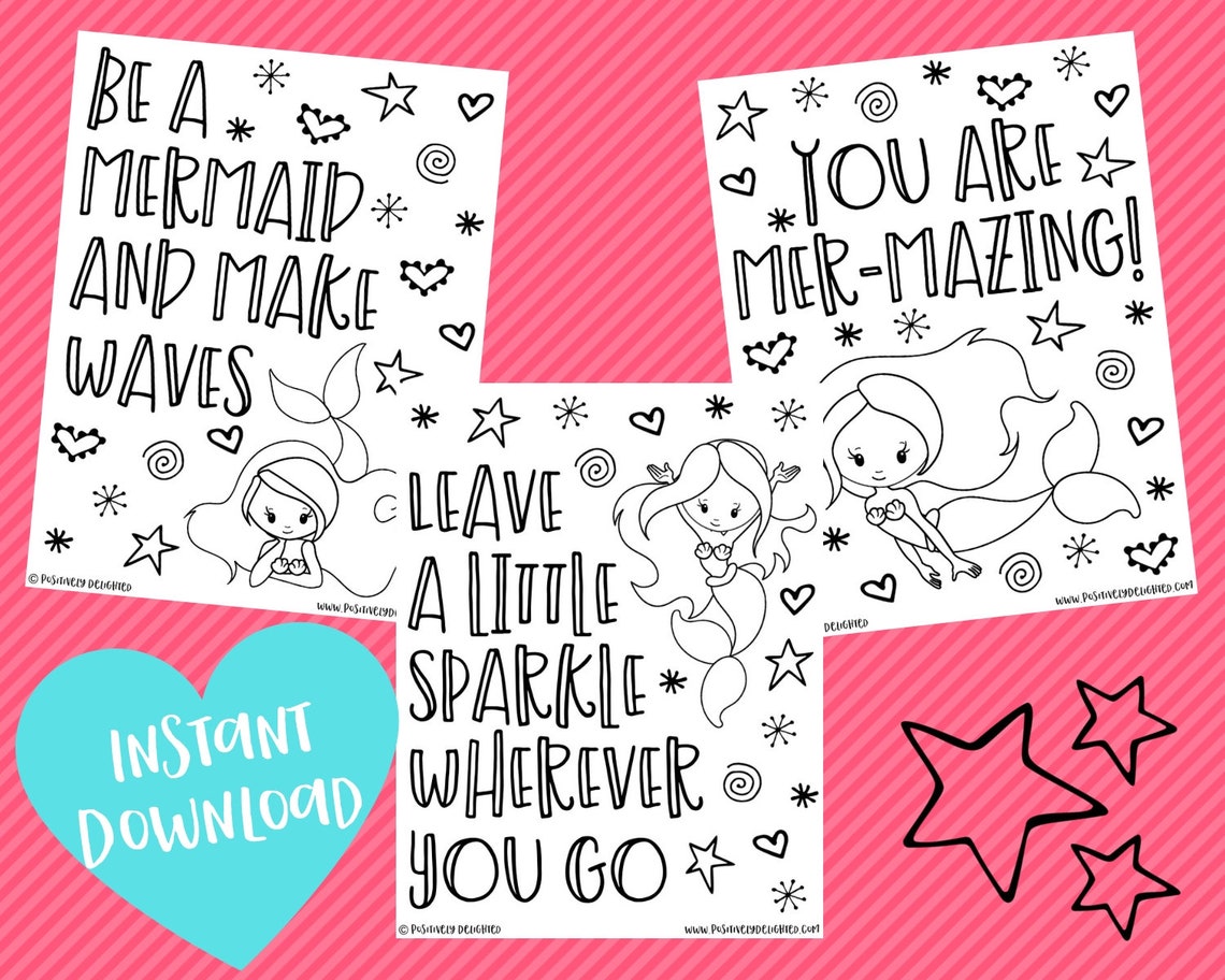 Mermaid Coloring Pages | Mermaid Birthday | Mermaid Party | Printable ...