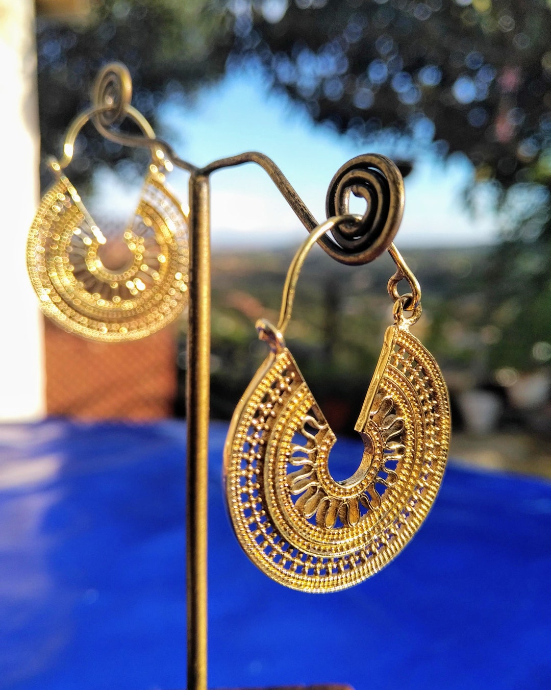 Original Brass Creole Earrings Gift for Her Ethnic Earrings - Etsy