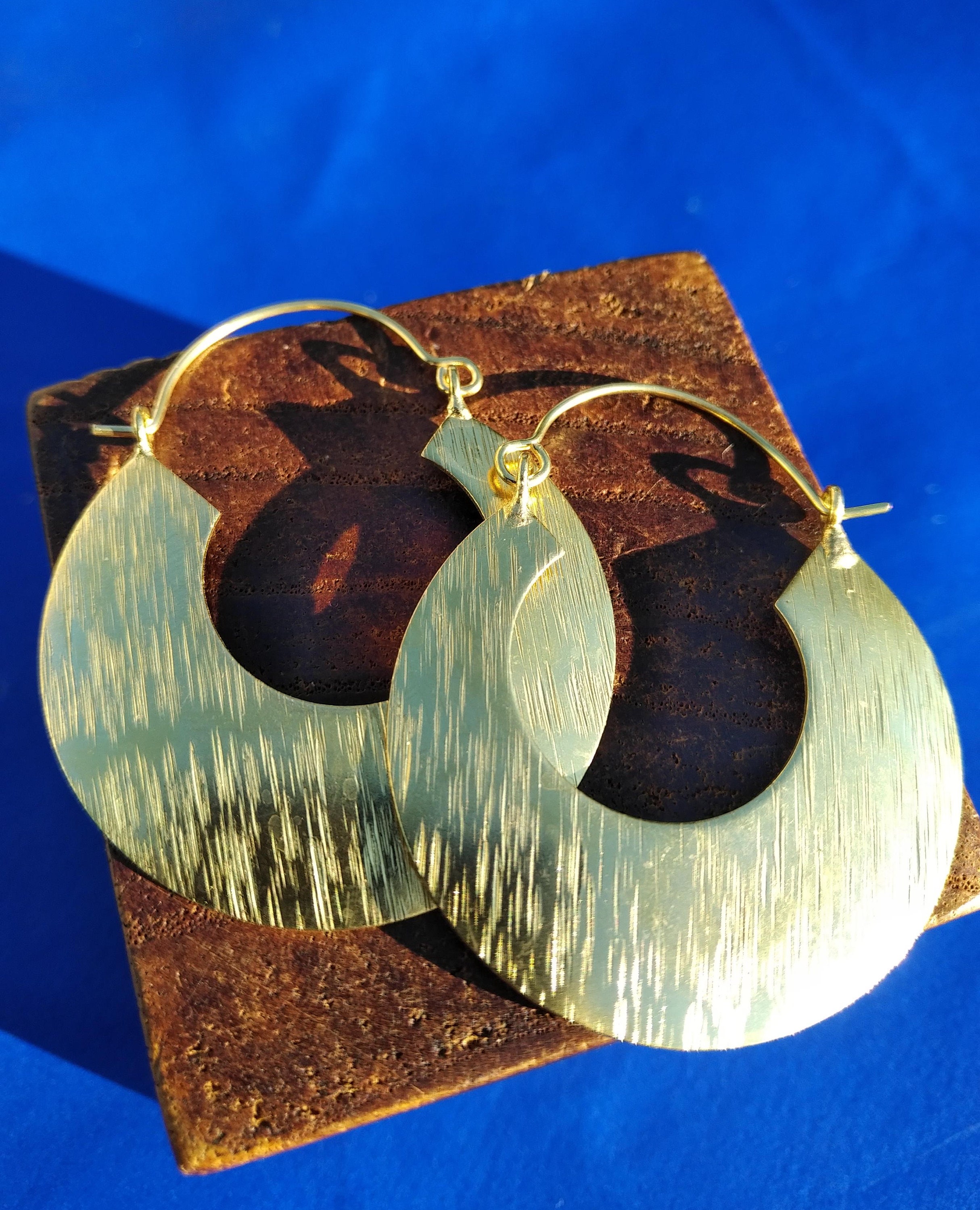 Original Creole Earrings in Designer Brass Gift for Her - Etsy