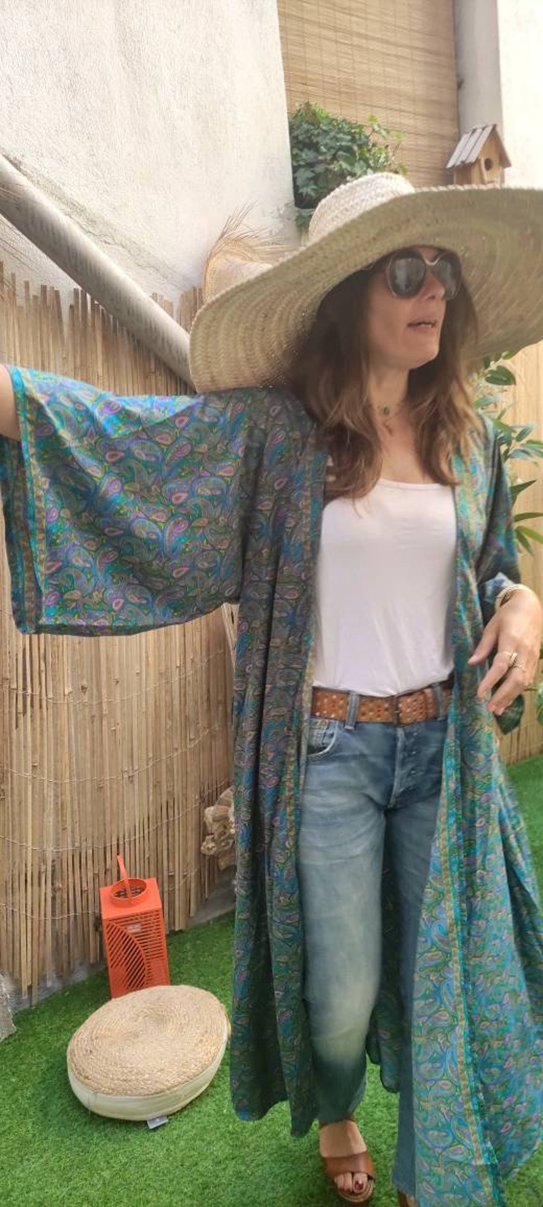 Silk Kimono/women's Kimono/kimono/indian Sari Kimono/vintage Kimono ...