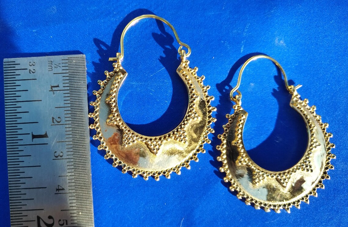 Original Brass Creole Earrings Gift for Her - Etsy