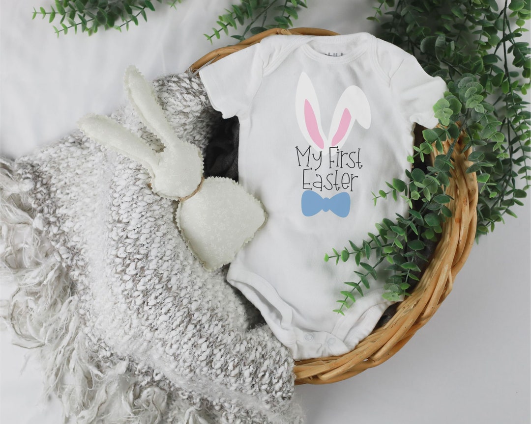 My First Easter Onesie- Bunny Ears- Boy Themed - Etsy