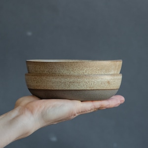 To Order Set of 2 SNACK BOWLS in Beige on Gray Color, Minimal Design ...