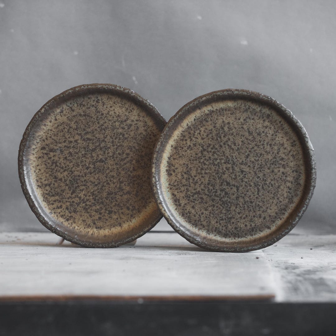 IN STOCK Set of 2 Plates for Every Day in Minimal Design in Greenish ...
