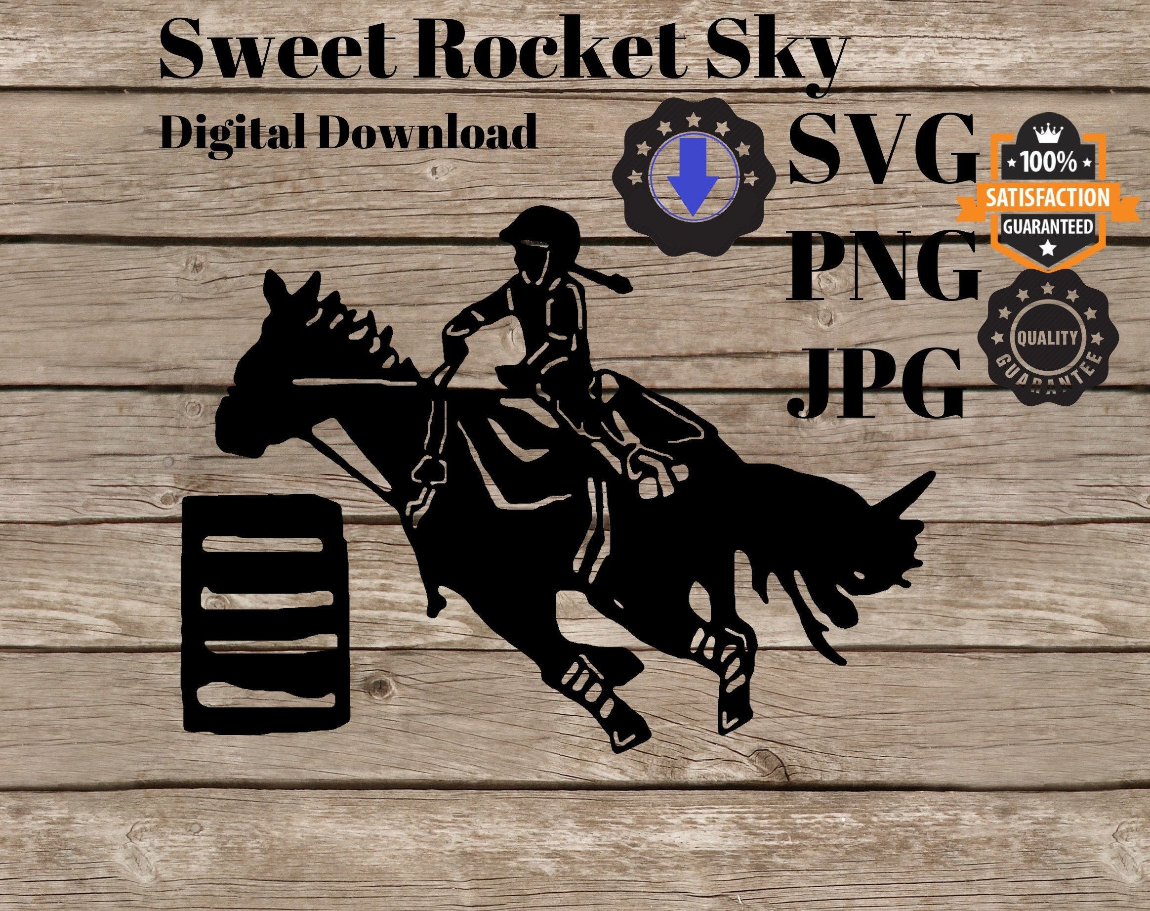 Young Girl Barrel Racing SVG Cut File / PNG JPG / Digital | Etsy
