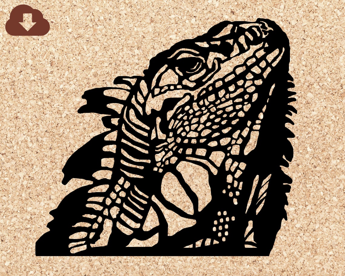 Iguana Head SVG Cut File PNG Transparent and JPG Outline for | Etsy