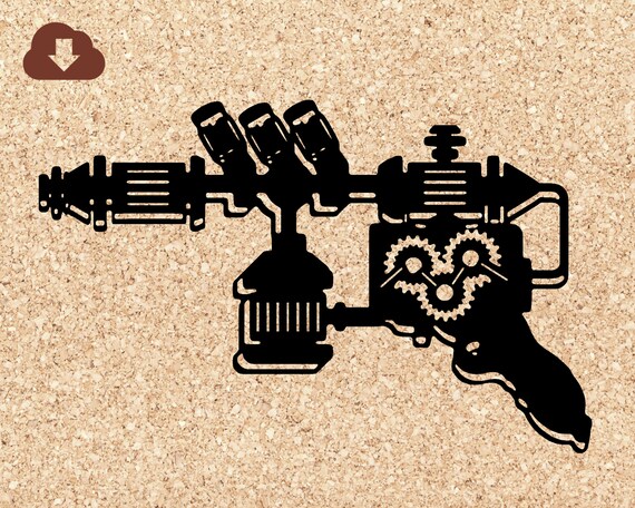Steampunk Raygun SVG JPG PNG Clipart Silhouette for Paper - Etsy