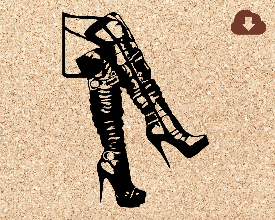 Sexy High Heel Leather Thigh Boots SVG Cut File for Art Projects, Card ...