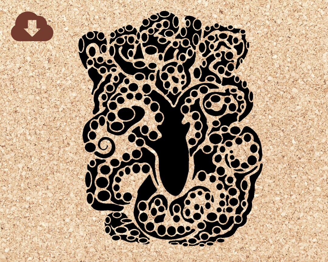 Upside Down Octopus Stencil | SVG Cricut File , Printable PNG File, JPG ...
