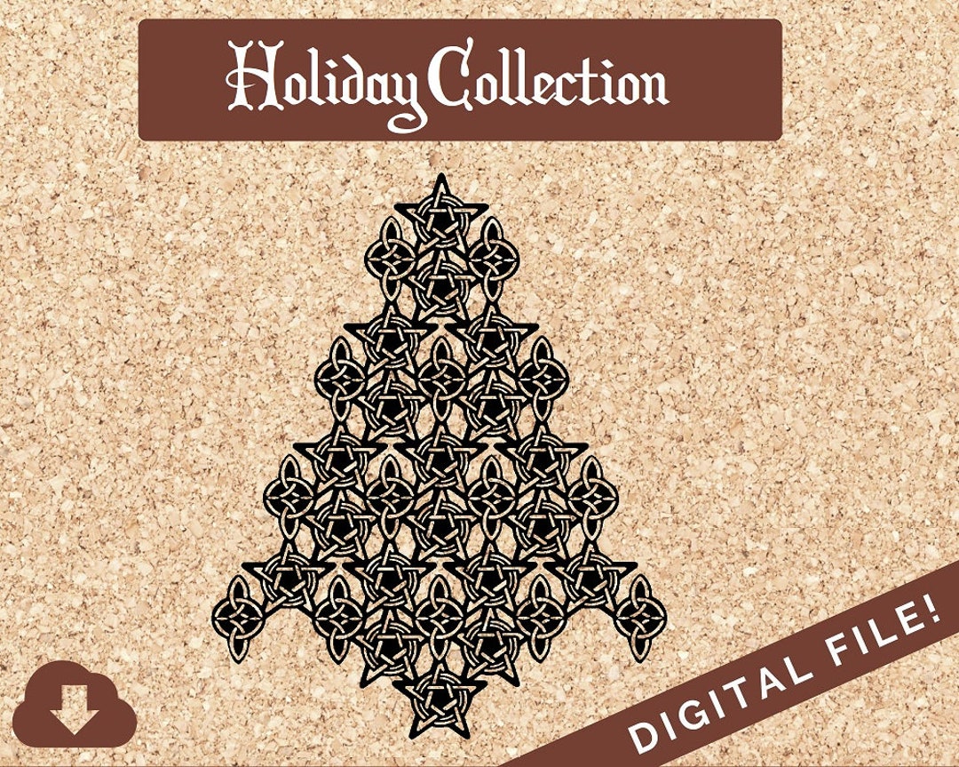 Celtic Pentagram and Double Trinity Knot Christmas Tree SVG PNG JPG for ...