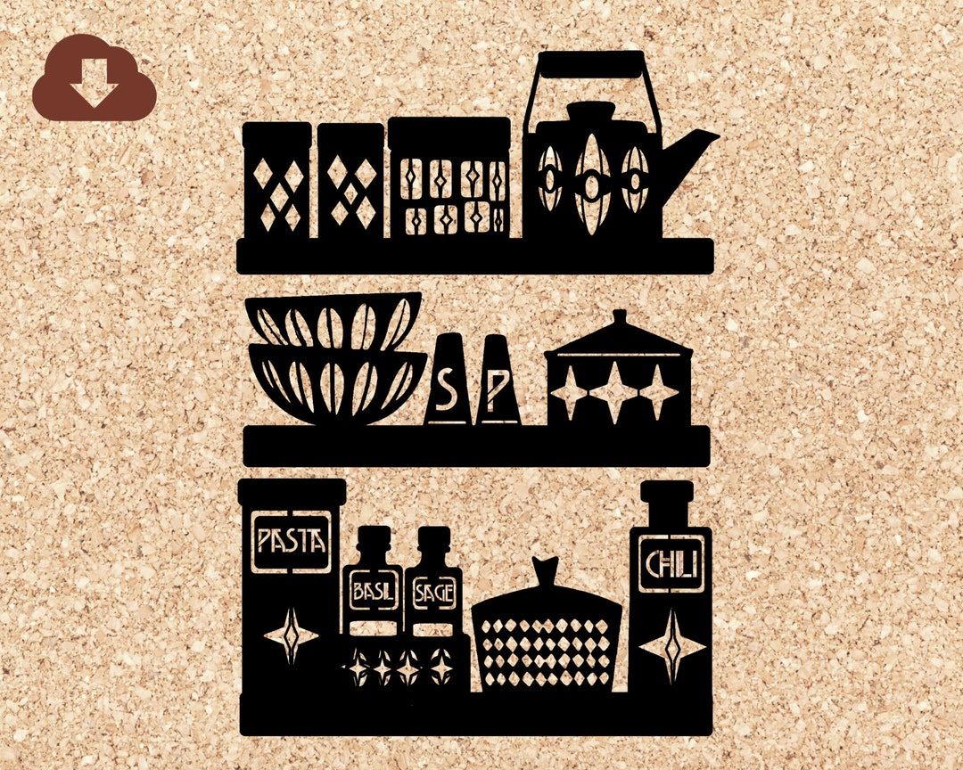 Vintage Kitchen | Mid-century Modern SVG File Silhouette for Papercraft ...